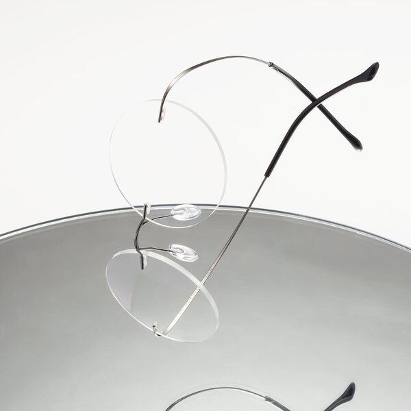 Gunmetal Lightweight Round Rimless Eyeglasses - Artist