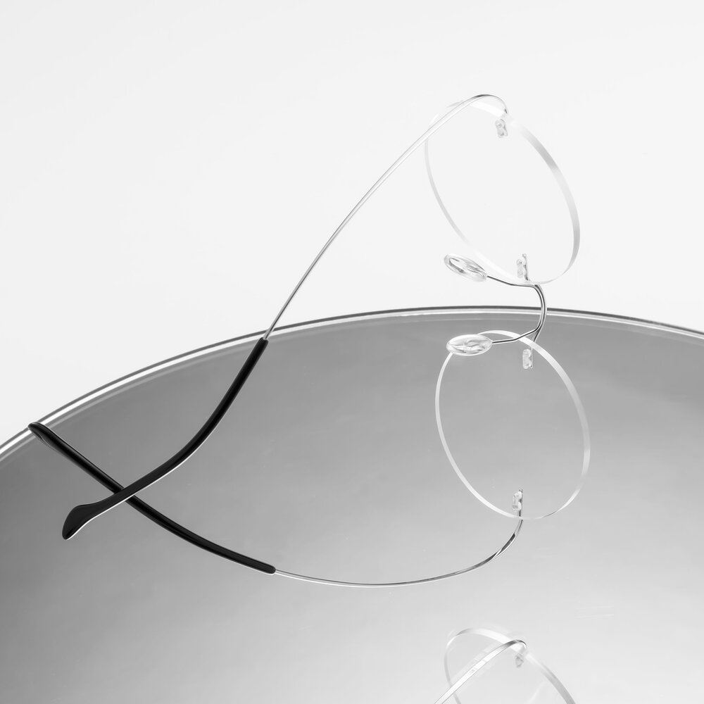 Silver Lightweight Round Rimless Eyeglasses - Artist