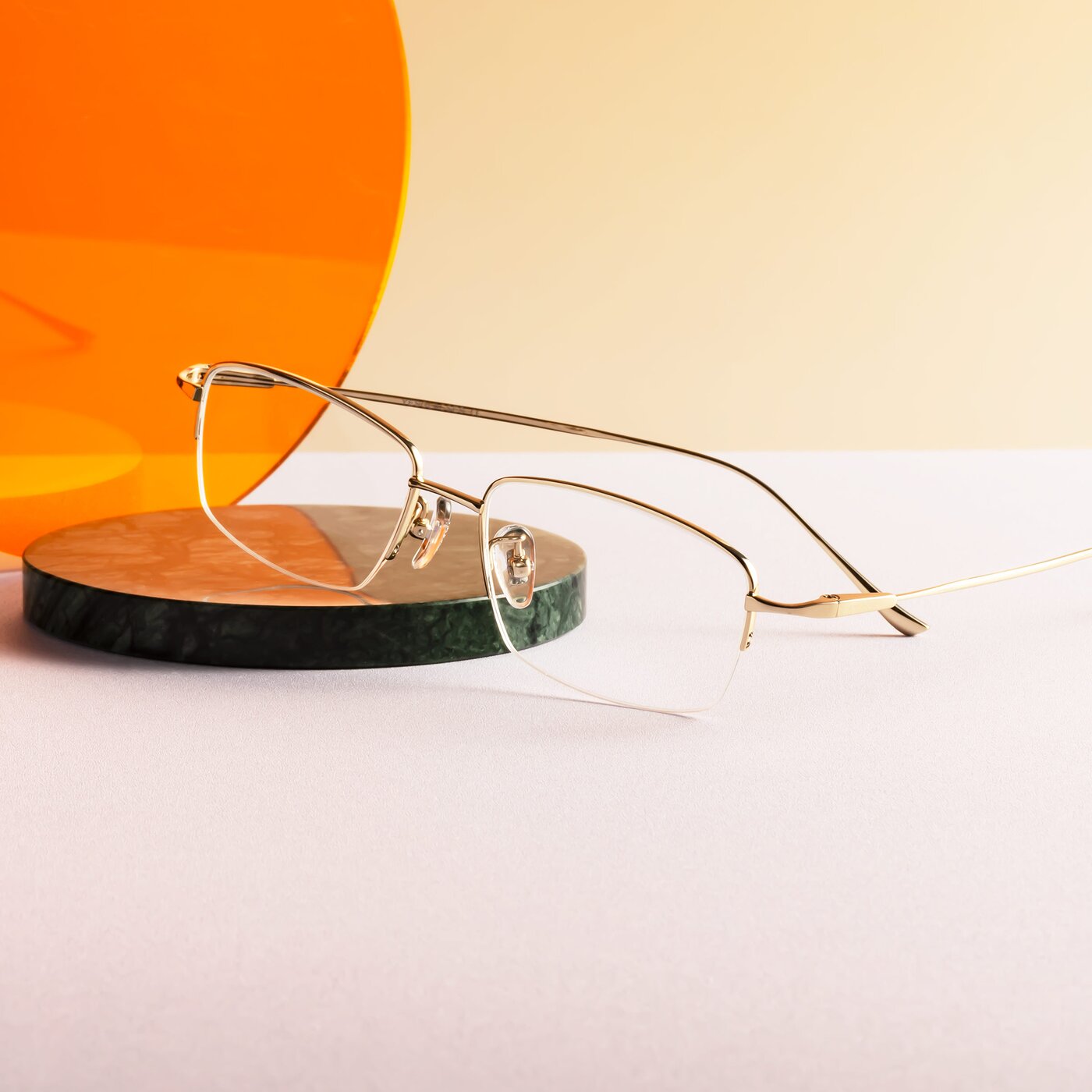 Gold Titanium Rectangle Semi-Rimless Eyeglasses - Duke