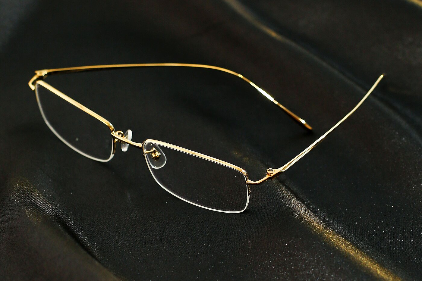 Gold Titanium Rectangle Semi-Rimless Eyeglasses - Duke