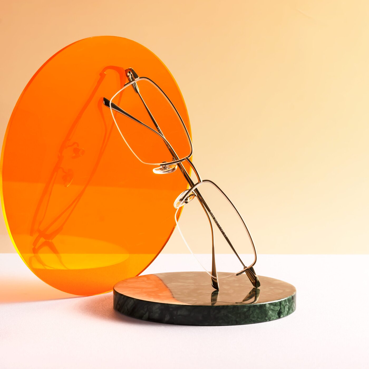 Gold Titanium Rectangle Semi-Rimless Eyeglasses - Duke