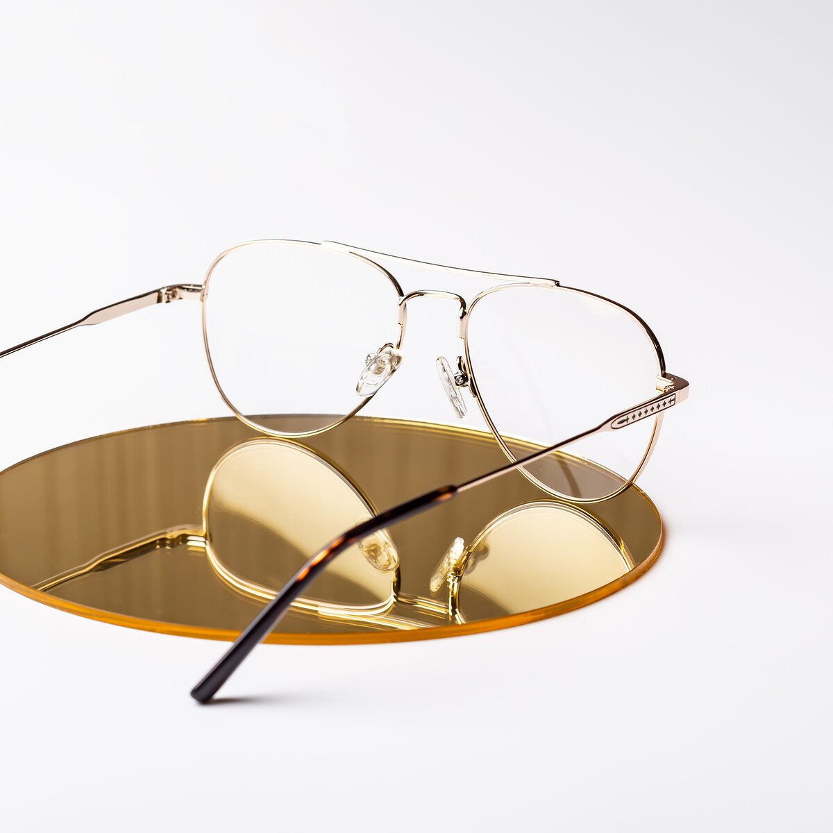 Gold Lightweight Metal Aviator Eyeglasses - Richard