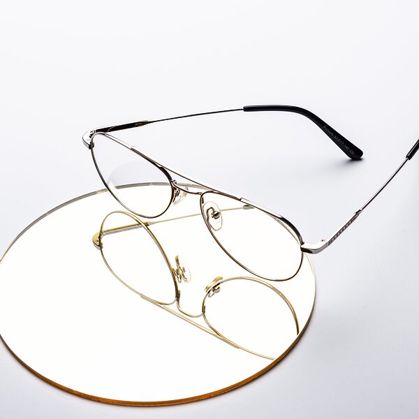 Silver Lightweight Metal Aviator Eyeglasses - Richard