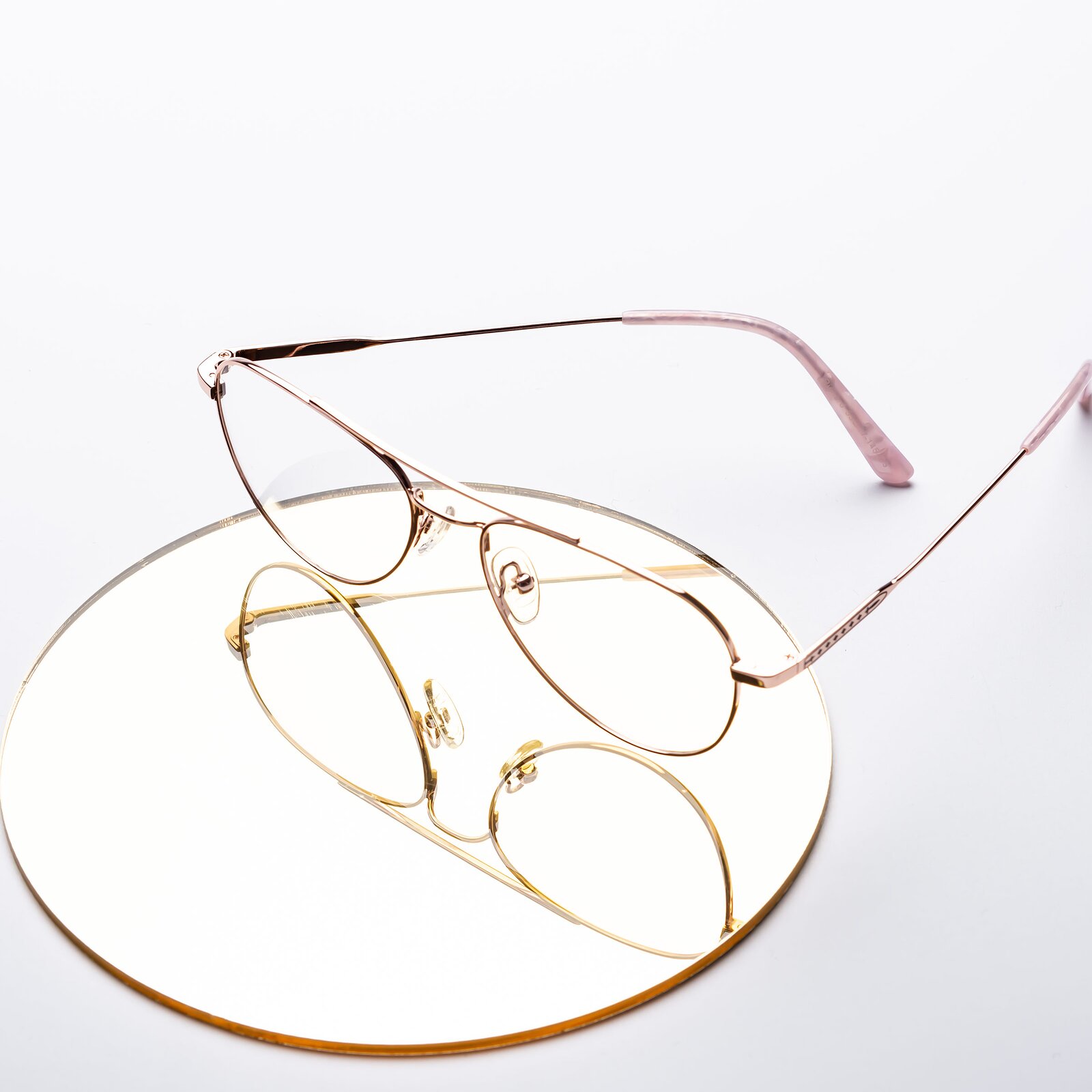Rose Gold Lightweight Metal Aviator Eyeglasses - Richard
