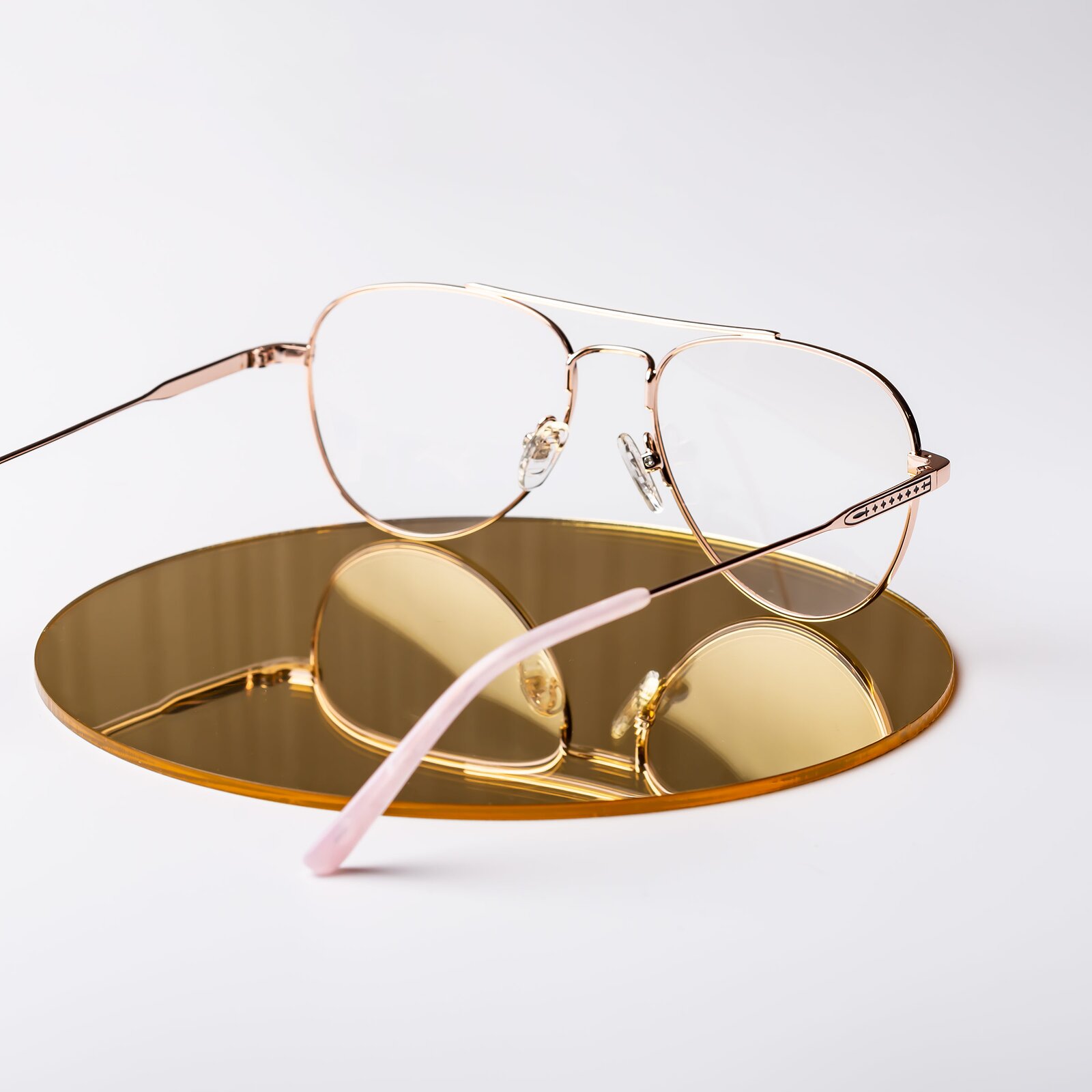 Rose Gold Lightweight Metal Aviator Eyeglasses - Richard