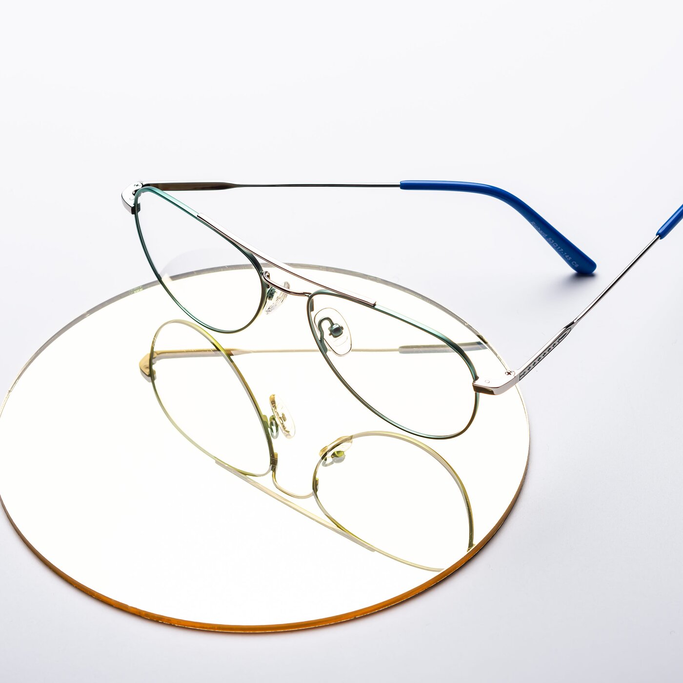 Green/Silver Lightweight Metal Aviator Eyeglasses - Richard