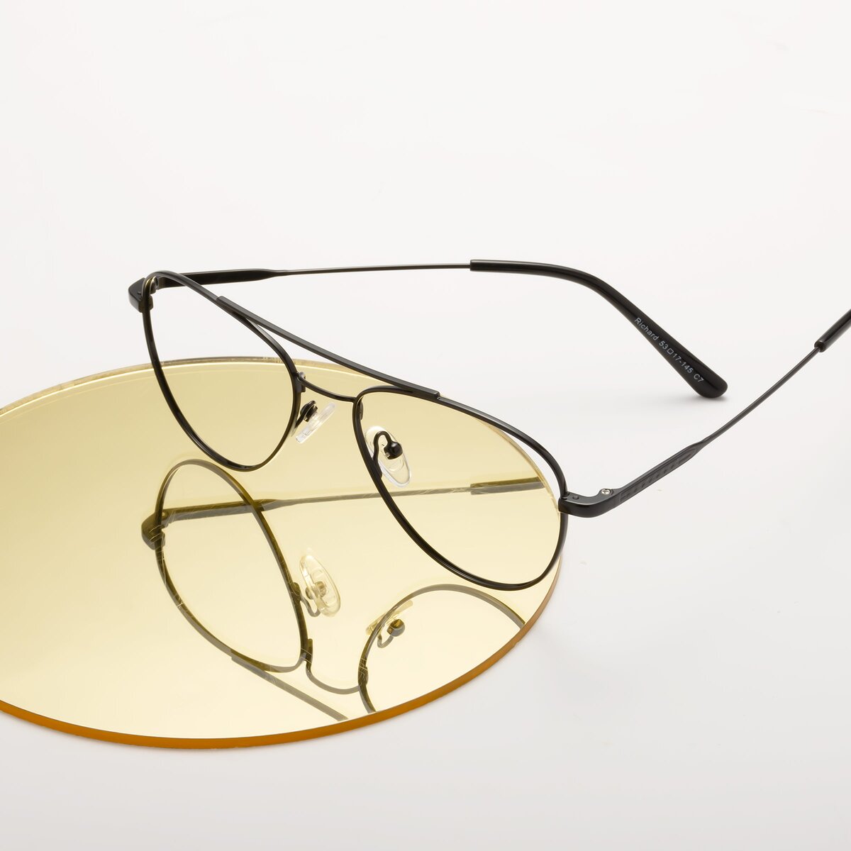 Black Lightweight Metal Aviator Eyeglasses - Richard