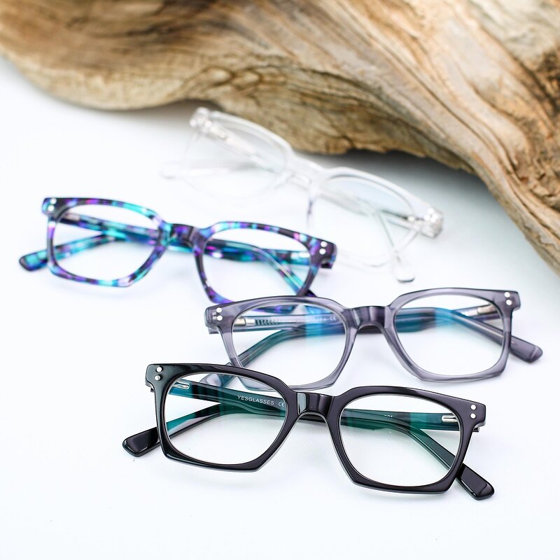 Black Geek-Chic Square Geometric Eyeglasses - Medhi