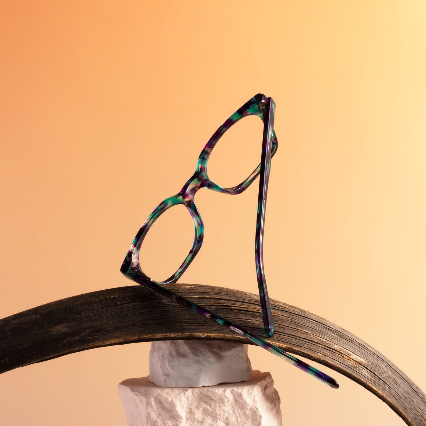 Floral Blue Geek-Chic Square Geometric Eyeglasses - Medhi