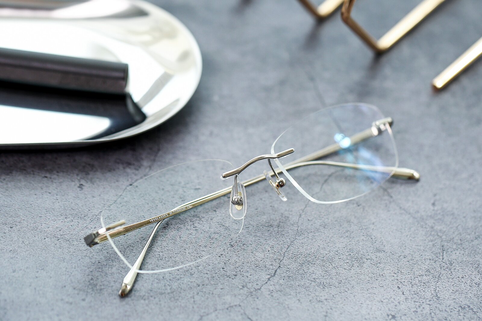Silver Classic Rectangle Rimless Eyeglasses - Smart