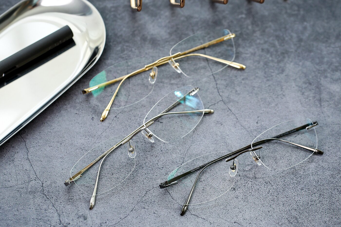 Silver Classic Rectangle Rimless Eyeglasses - Smart