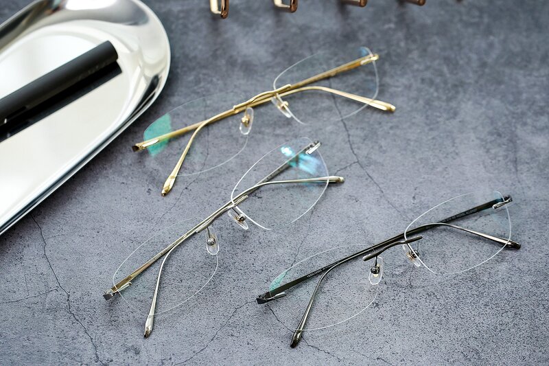 Silver Classic Rectangle Rimless Eyeglasses - Smart