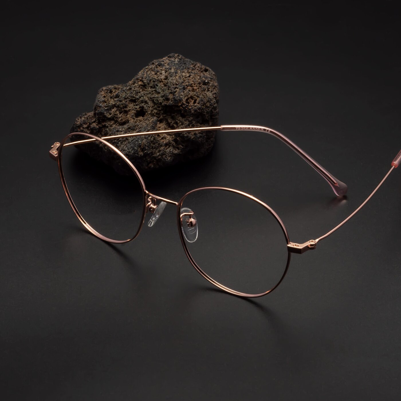 Rose Gold Grandpa Oversized Round Eyeglasses Dallas