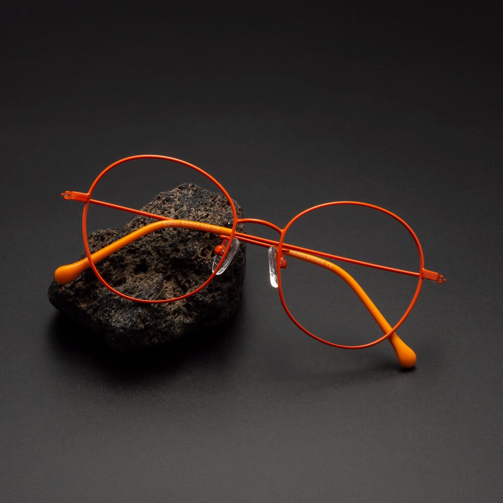 Orange Grandpa Oversized Round Eyeglasses - Dallas