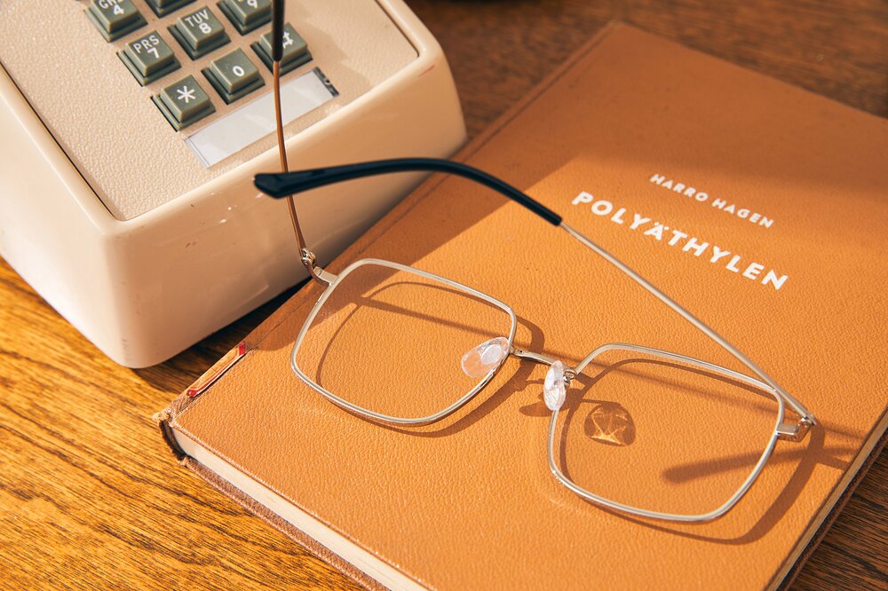 Black Silver Grandpa Oversized Square Eyeglasses Billie