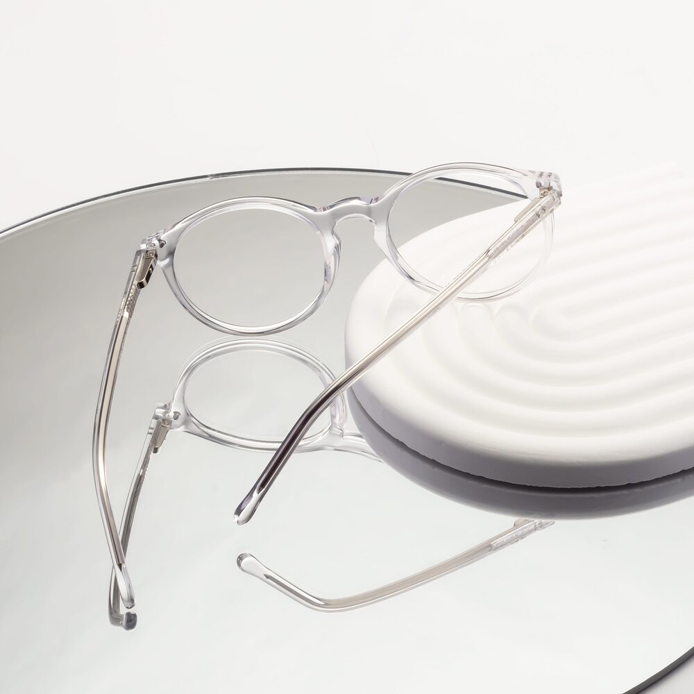 Clear Narrow Acetate Trapezoid Eyeglasses - Echo