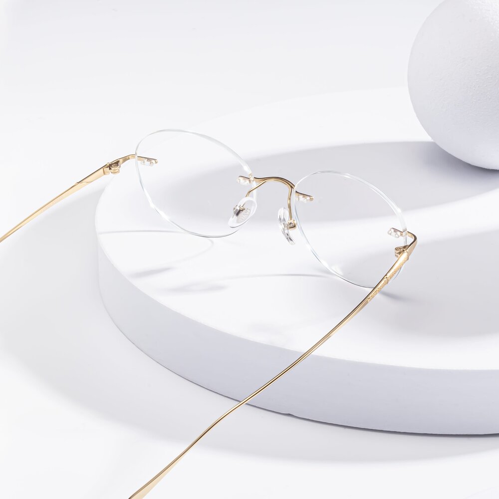 Gold Titanium Oval Rimless Eyeglasses - Sober