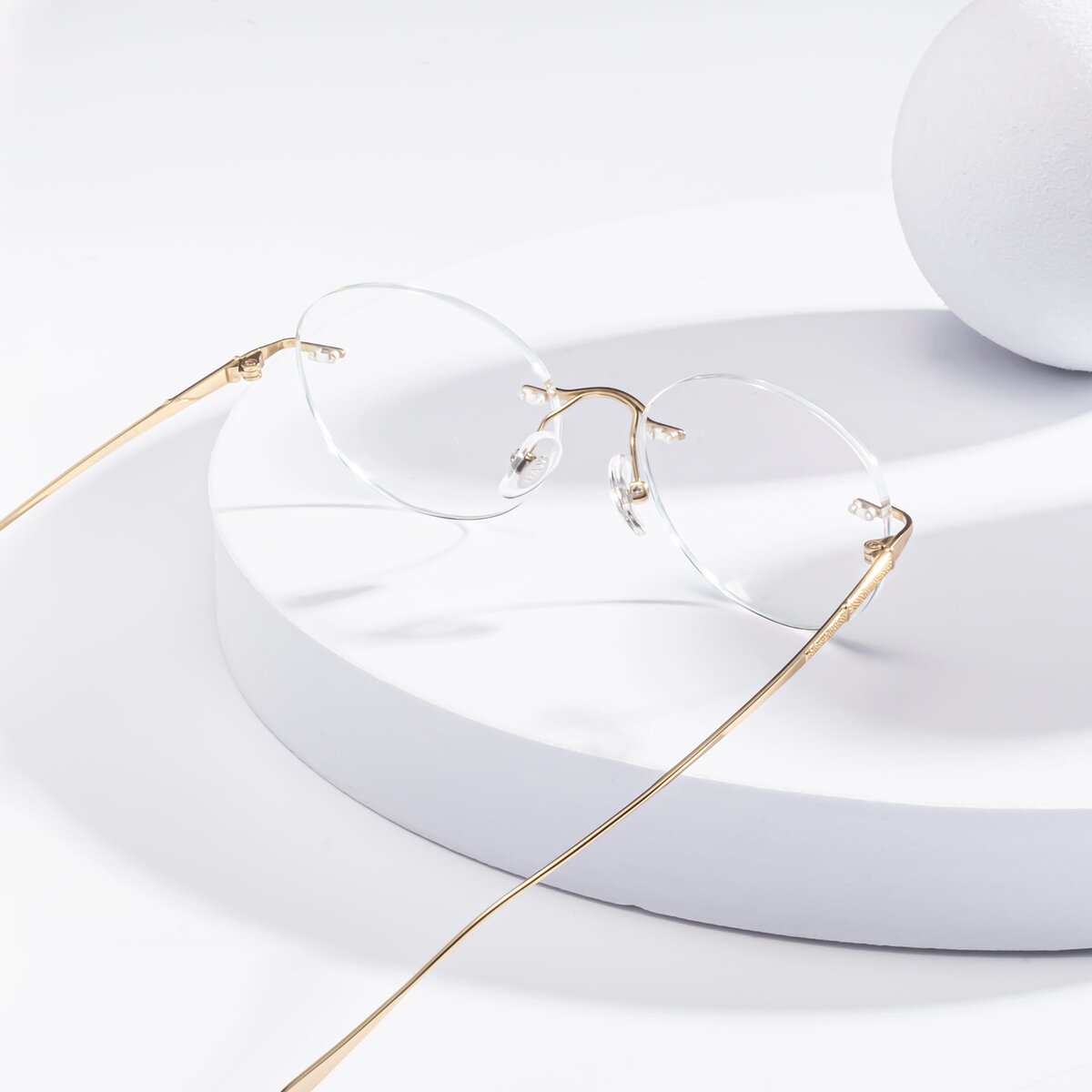 Gold Titanium Oval Rimless Eyeglasses - Sober