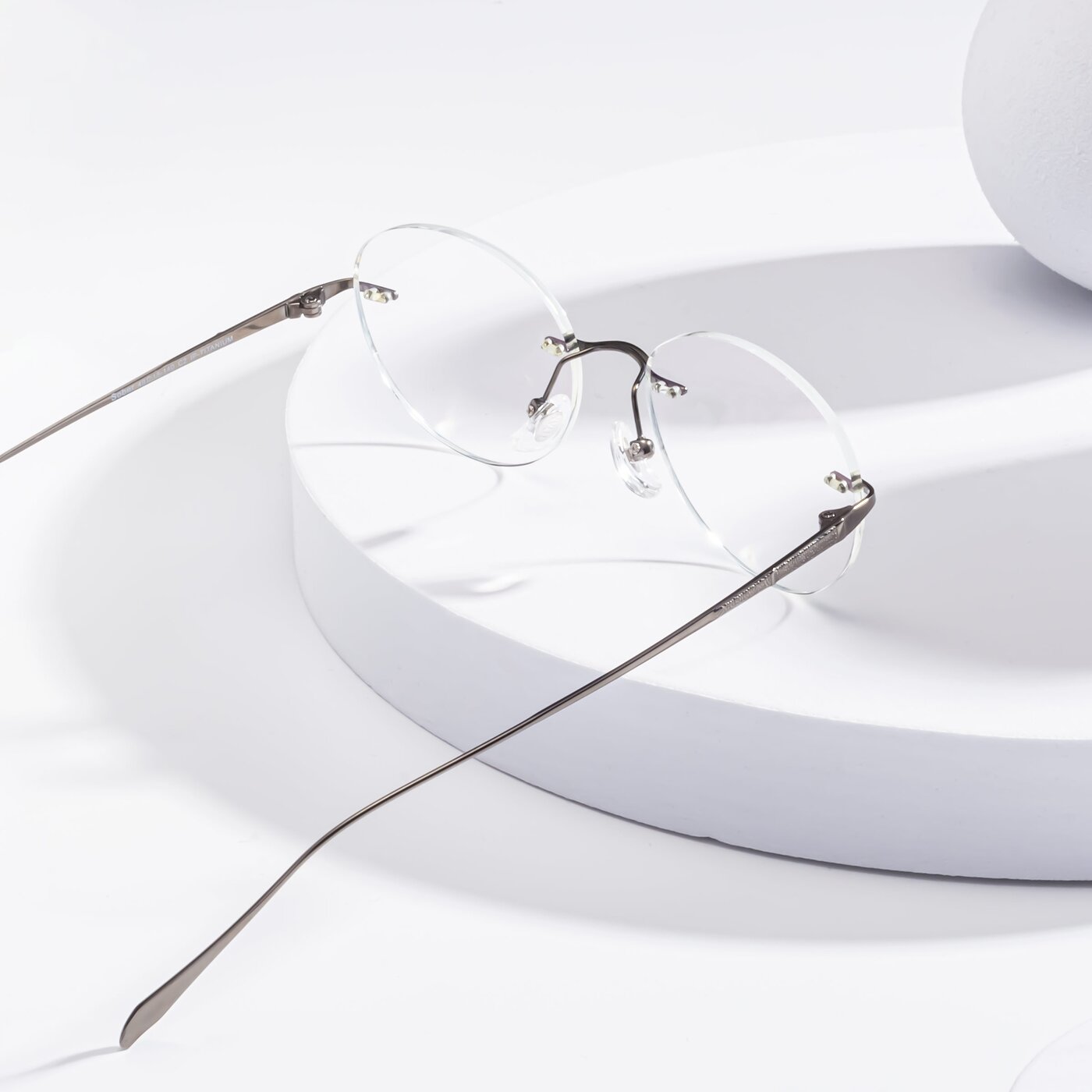 Gunmetal Titanium Oval Rimless Eyeglasses - Sober