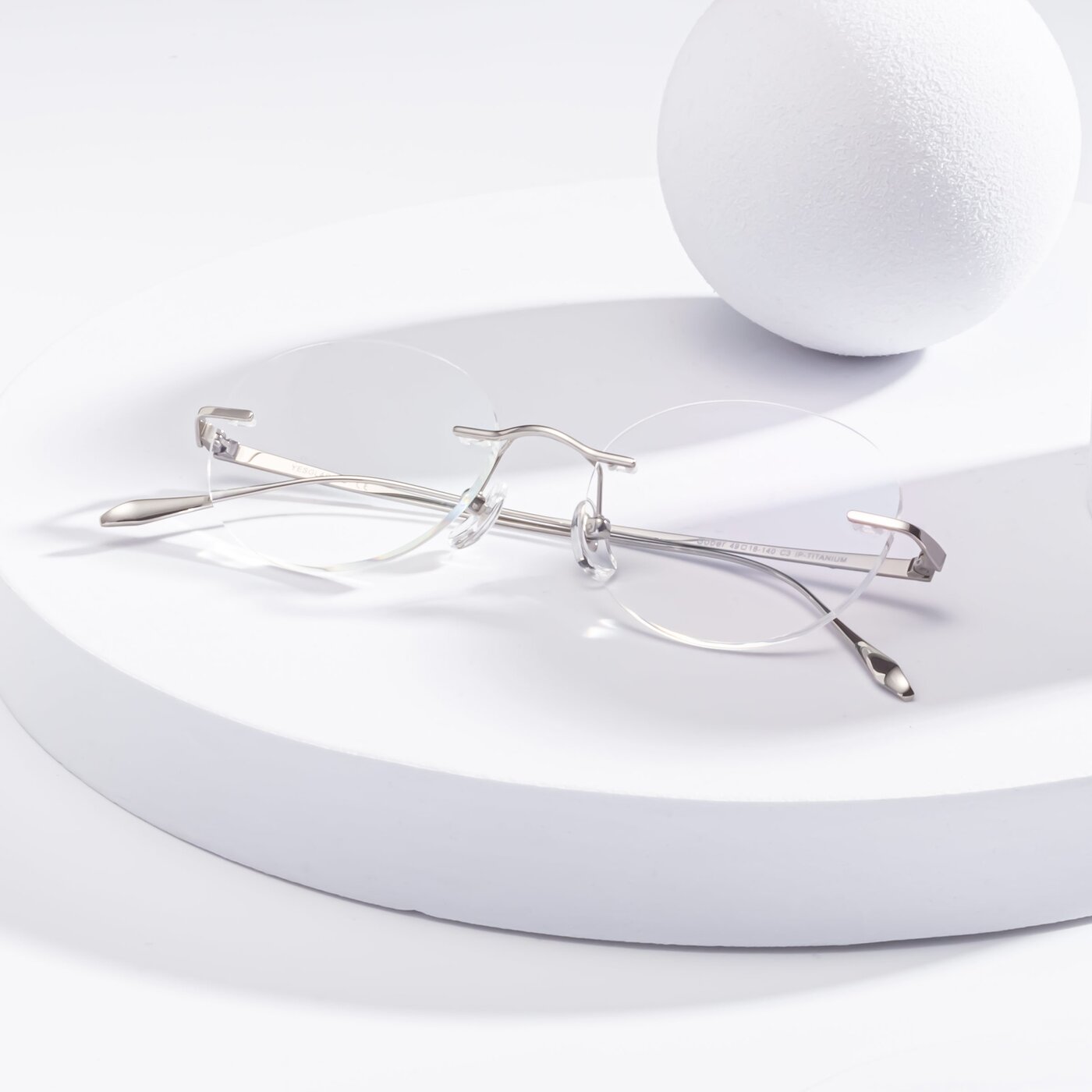Silver Titanium Oval Rimless Reading Glasses - Sober