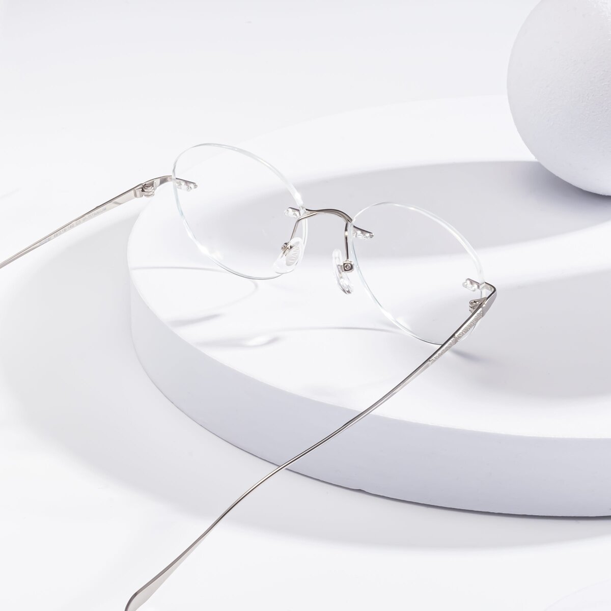 Silver Titanium Oval Rimless Eyeglasses - Sober