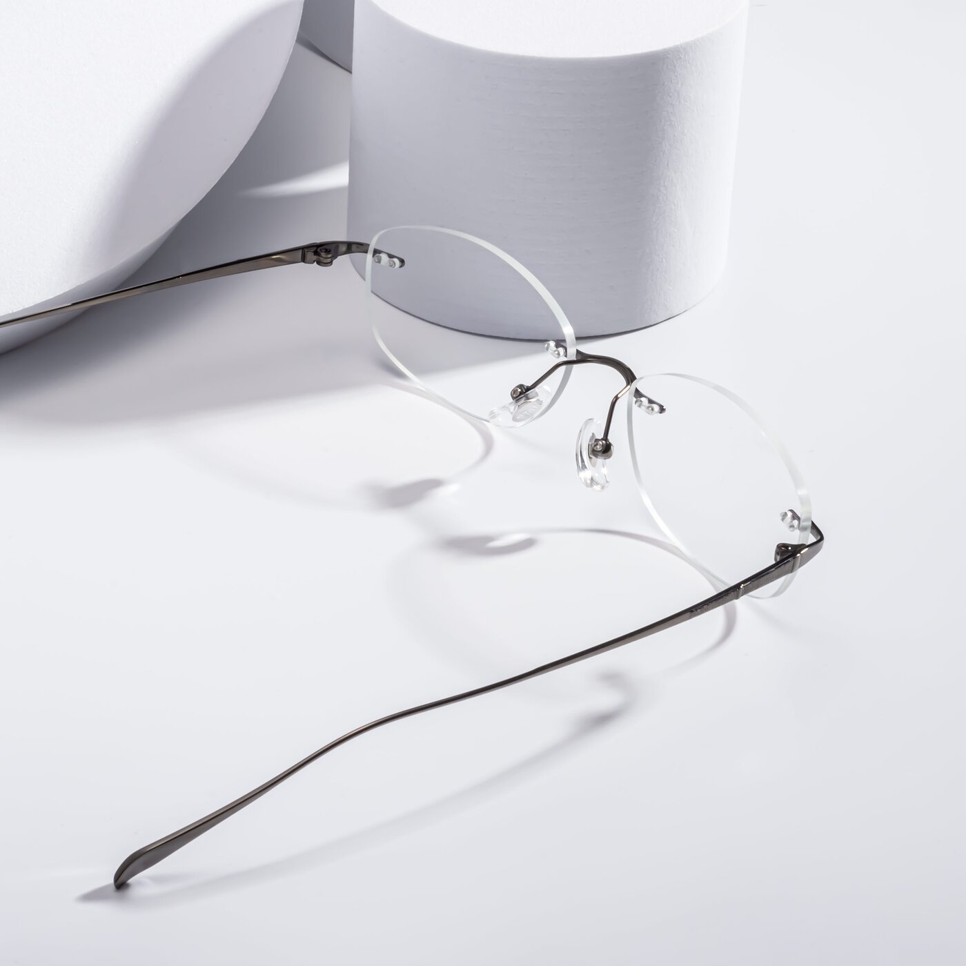 Gunmetal Classic Oval Rimless Eyeglasses - Cecilla