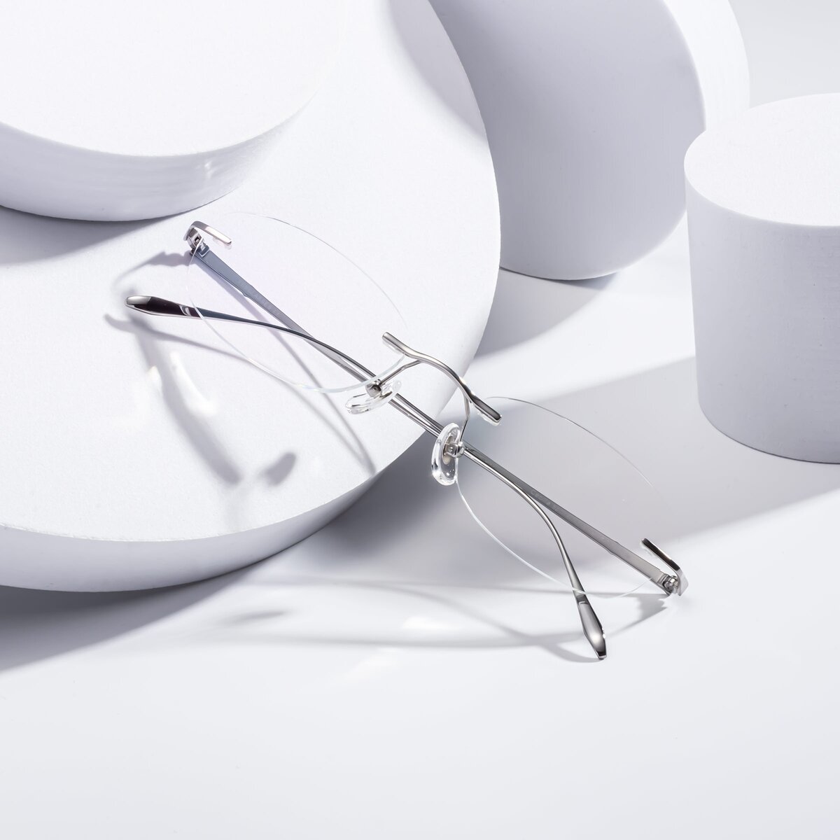 Silver Classic Oval Rimless Eyeglasses - Cecilla