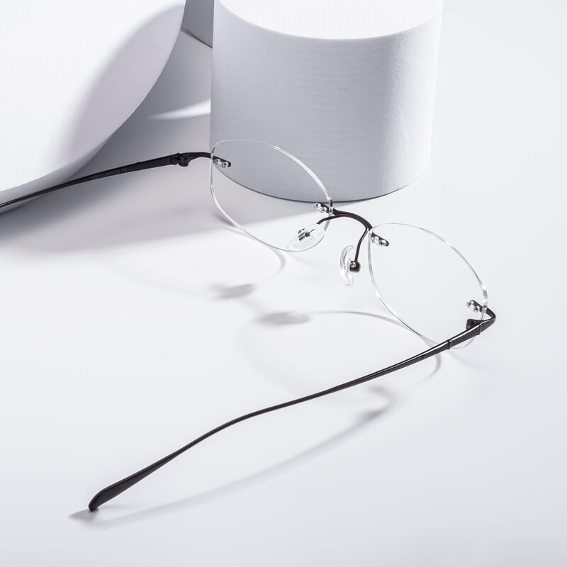 Black Classic Oval Rimless Eyeglasses - Cecilla