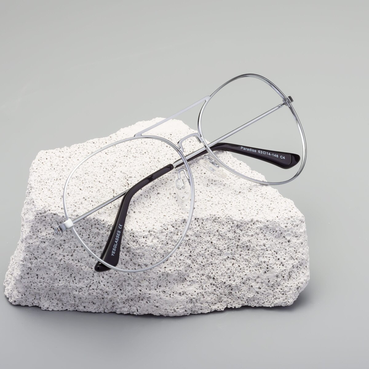 Silver Oversized Grandpa Aviator Eyeglasses - Paradise