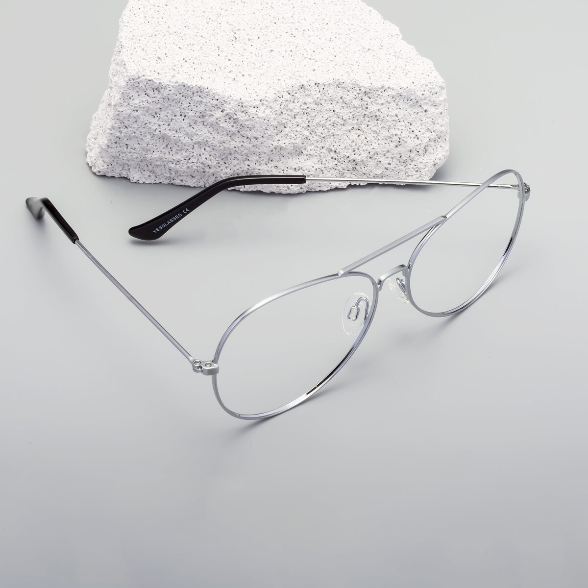 Silver Oversized Grandpa Aviator Eyeglasses - Paradise