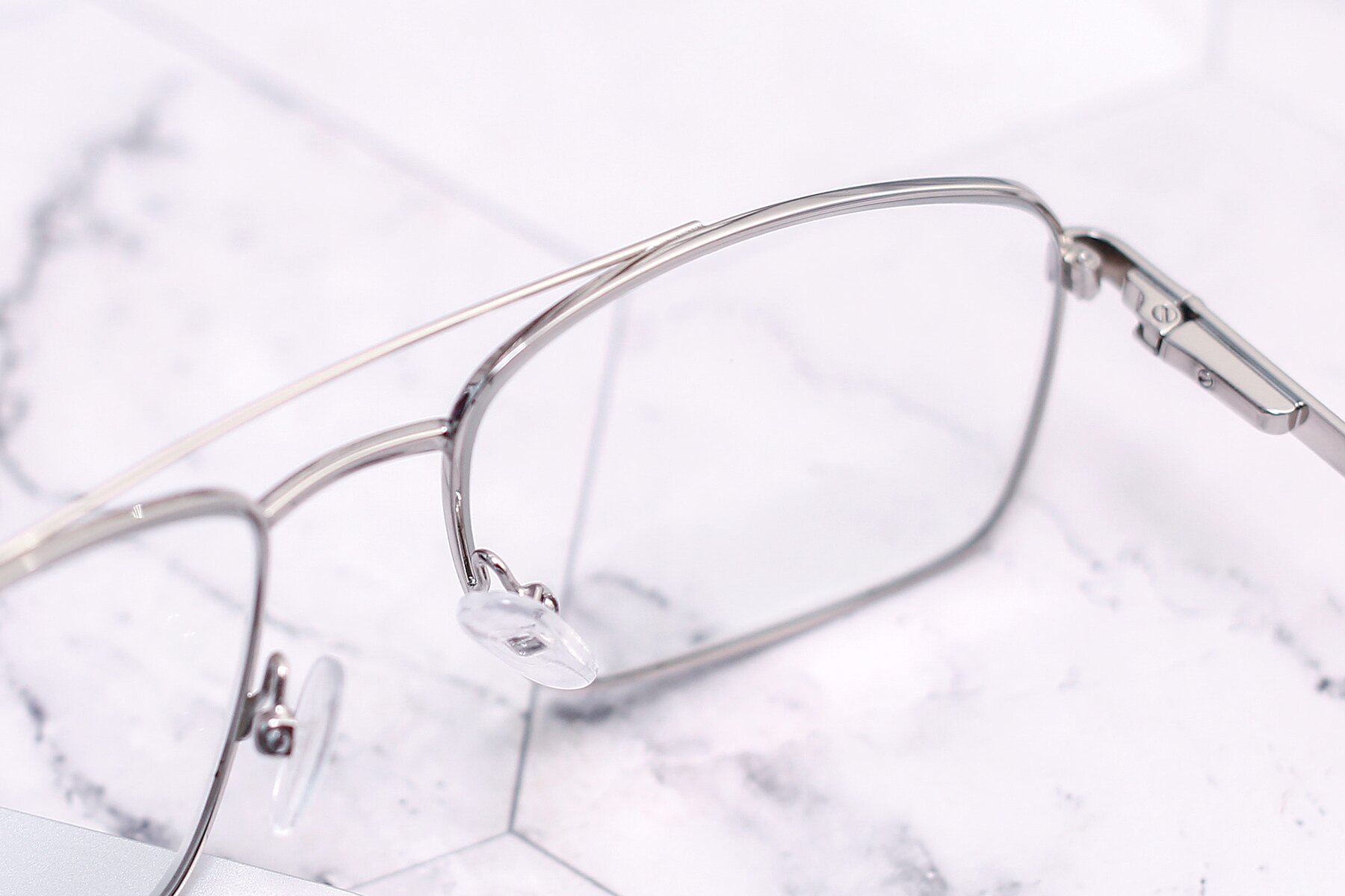 Silver Classic Metal Rectangle Eyeglasses - 9469