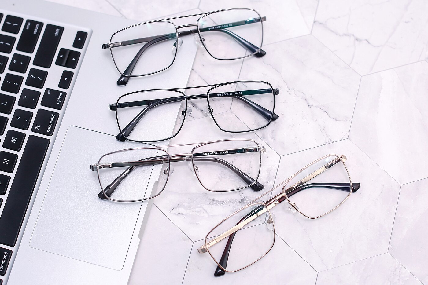 Gold Classic Metal Rectangle Eyeglasses - 9469