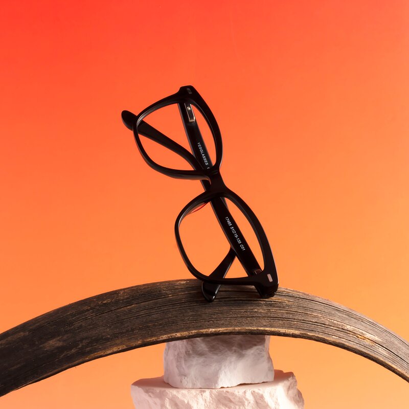 Black Retro-Vintage Acetate Cat-Eye Eyeglasses - 17485