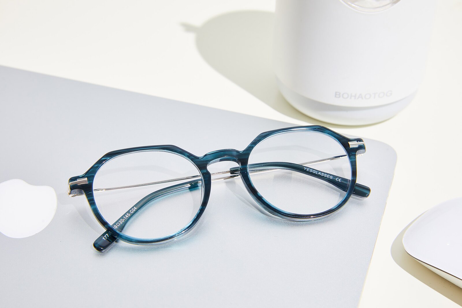 Stripe Blue Geek-Chic Acetate Geometric Eyeglasses - 17714