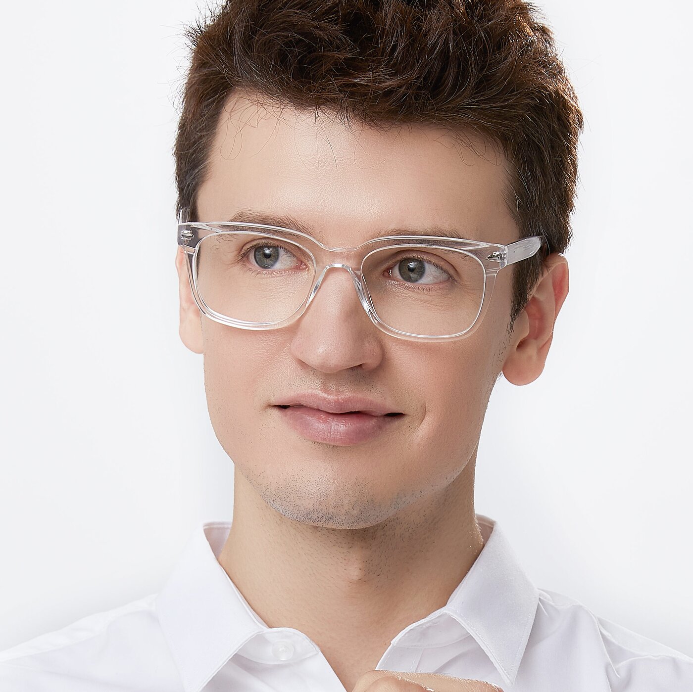 Clear Wide Horn-Rimmed Acetate Eyeglasses - 1052
