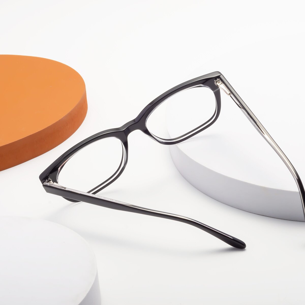 Black/Clear Medium Thick Acetate Eyeglasses - 1052