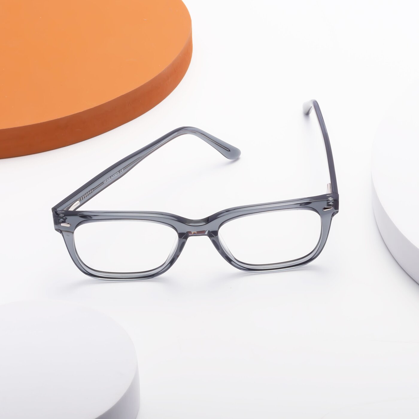 Transparent Gray Medium Thick Acetate Blue Light Glasses - 1052