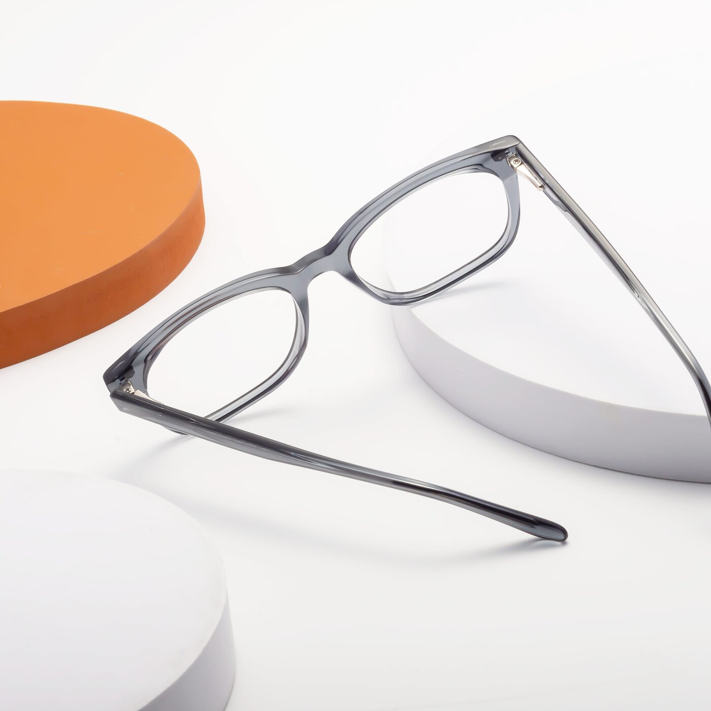 Transparent Gray Medium Thick Acetate Blue Light Glasses - 1052