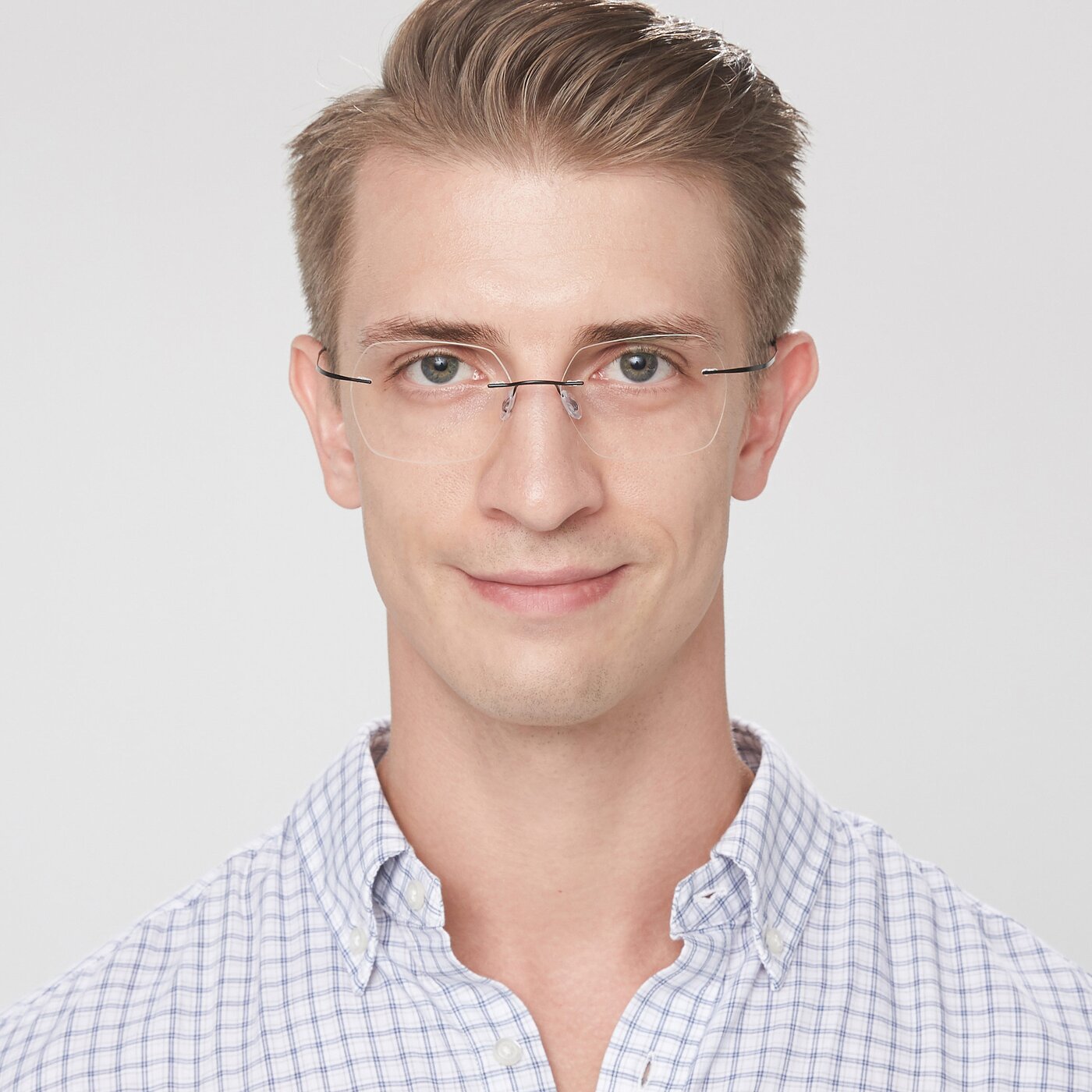 Black Flexible Geometric Rimless Eyeglasses - Space