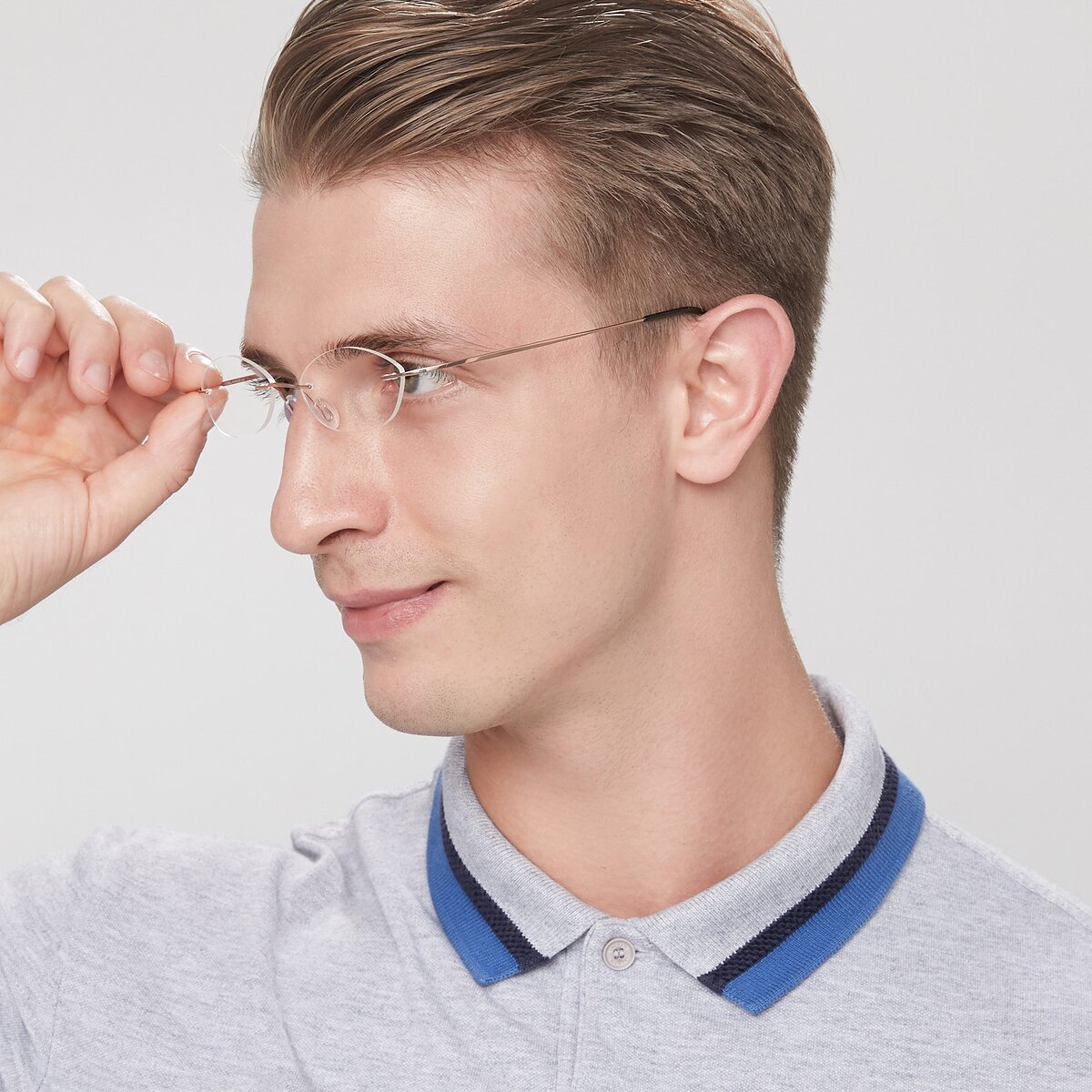 Rose Gold Flexible Oval Rimless Eyeglasses - Marv