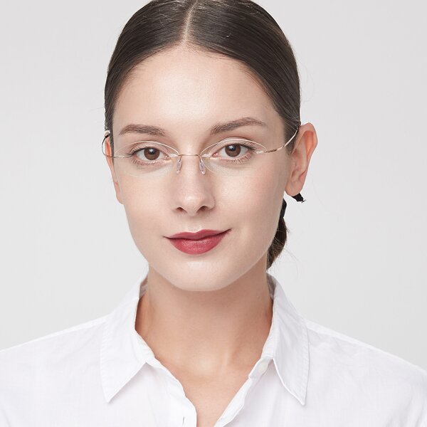 Rose Gold Flexible Oval Rimless Eyeglasses - Marv