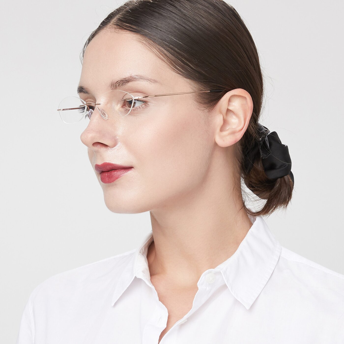 Rose Gold Flexible Oval Rimless Eyeglasses - Marv