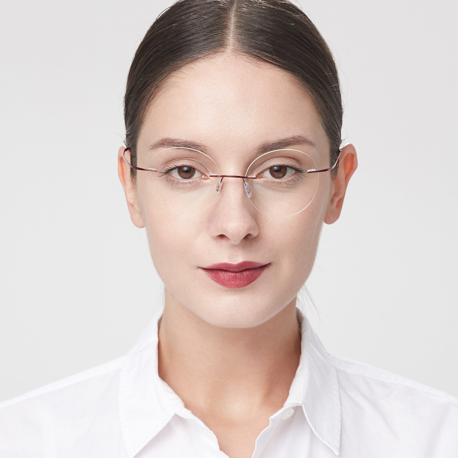 Wine Flexible Round Rimless Eyeglasses - Leon