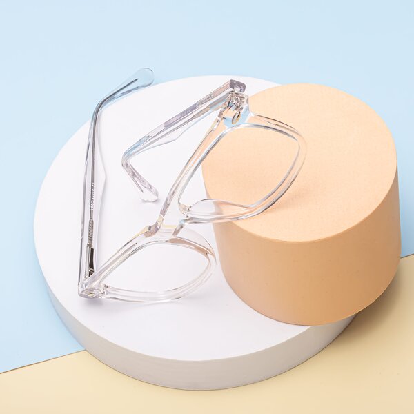 Clear Thick Acetate Square Eyeglasses - 007