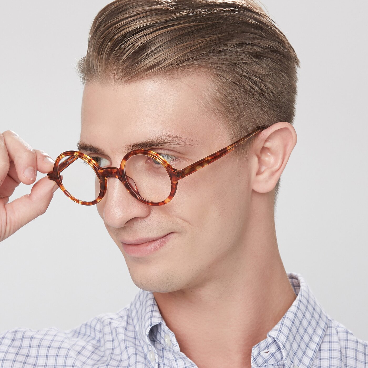 Tortoise Narrow Retro-Vintage Round Eyeglasses - Chaplin