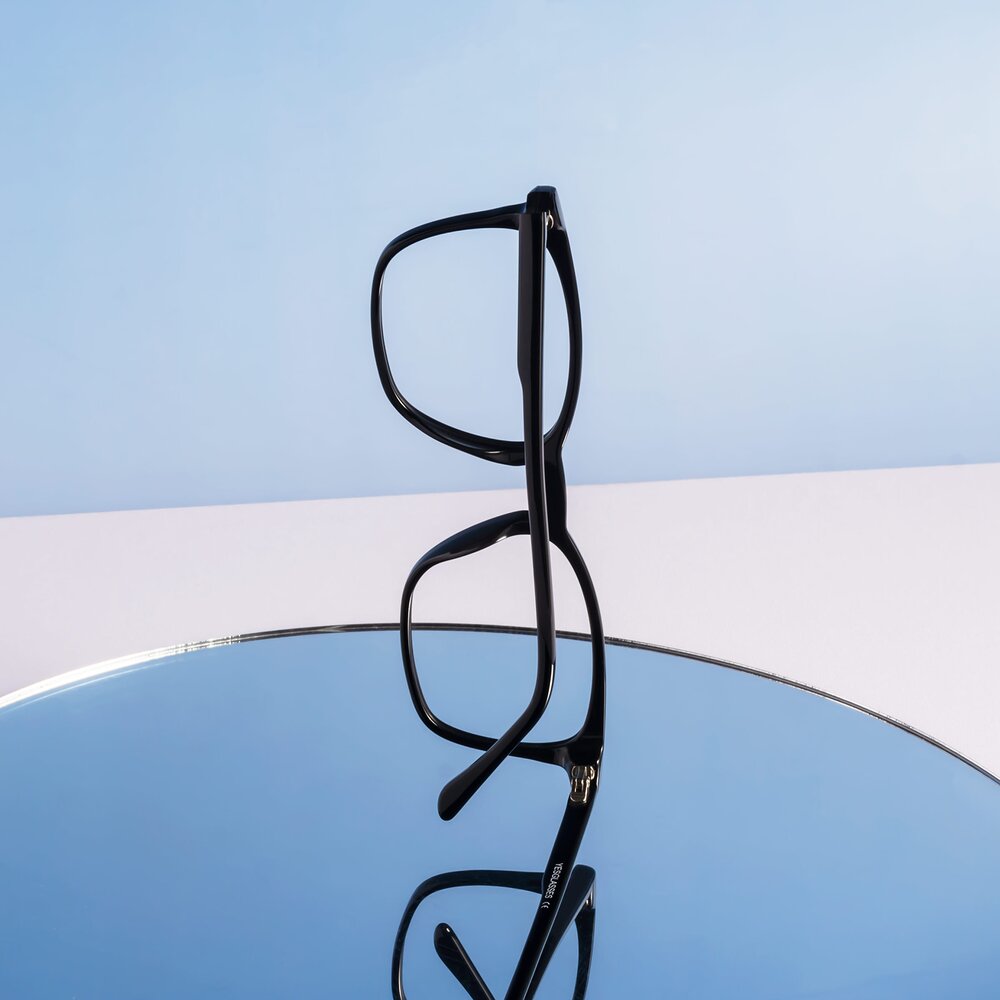 Black Keyhole Bridge Acetate Trapezoid Eyeglasses - Vigor
