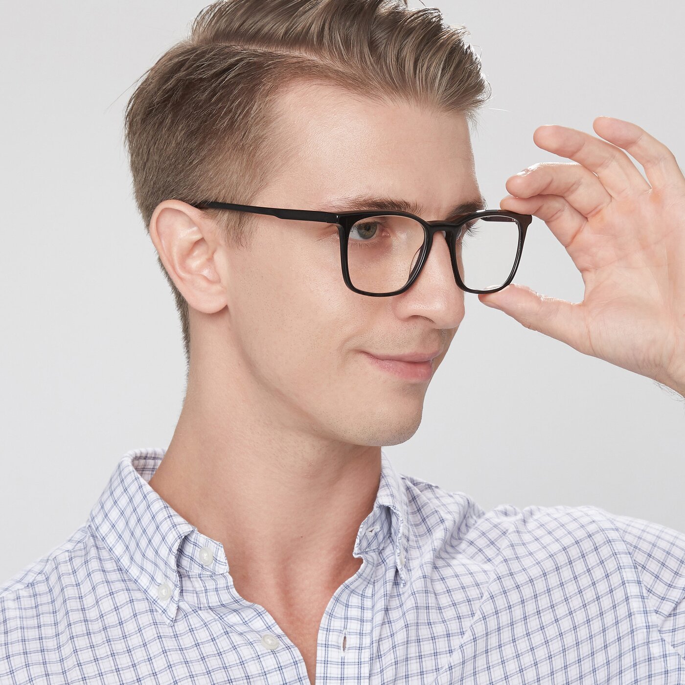 Black Keyhole Bridge Acetate Trapezoid Eyeglasses - Vigor