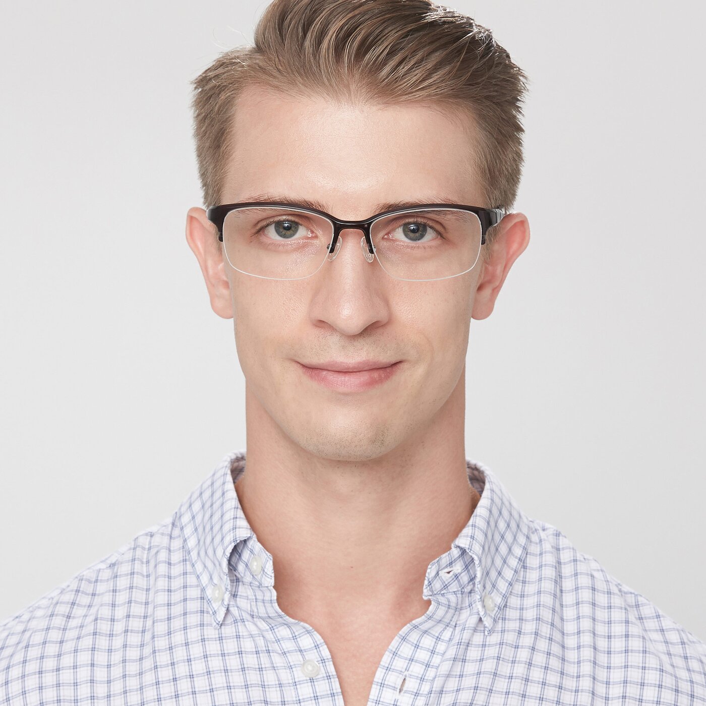 Gray Flexible Ultem Semi-Rimless Blue Light Glasses - S7043