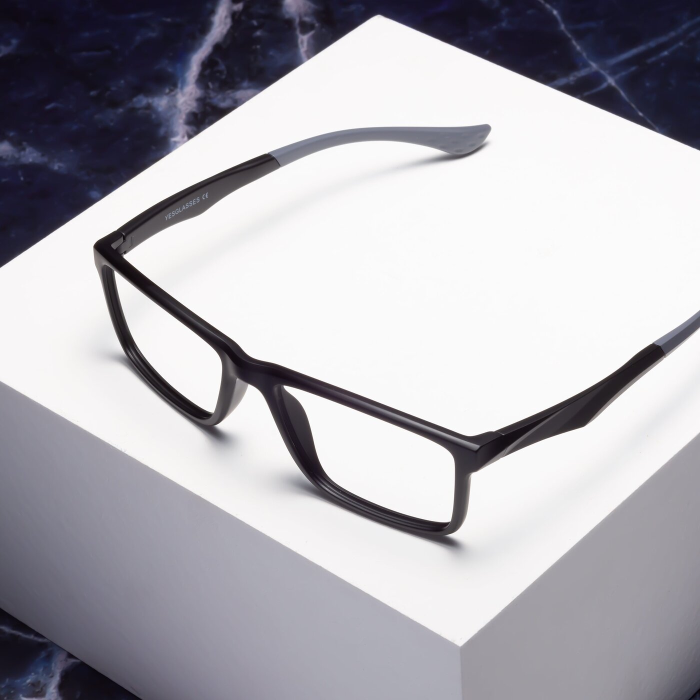 Matte Black/Gray Wrap Around TR90 Rectangle Eyeglasses - Engineer