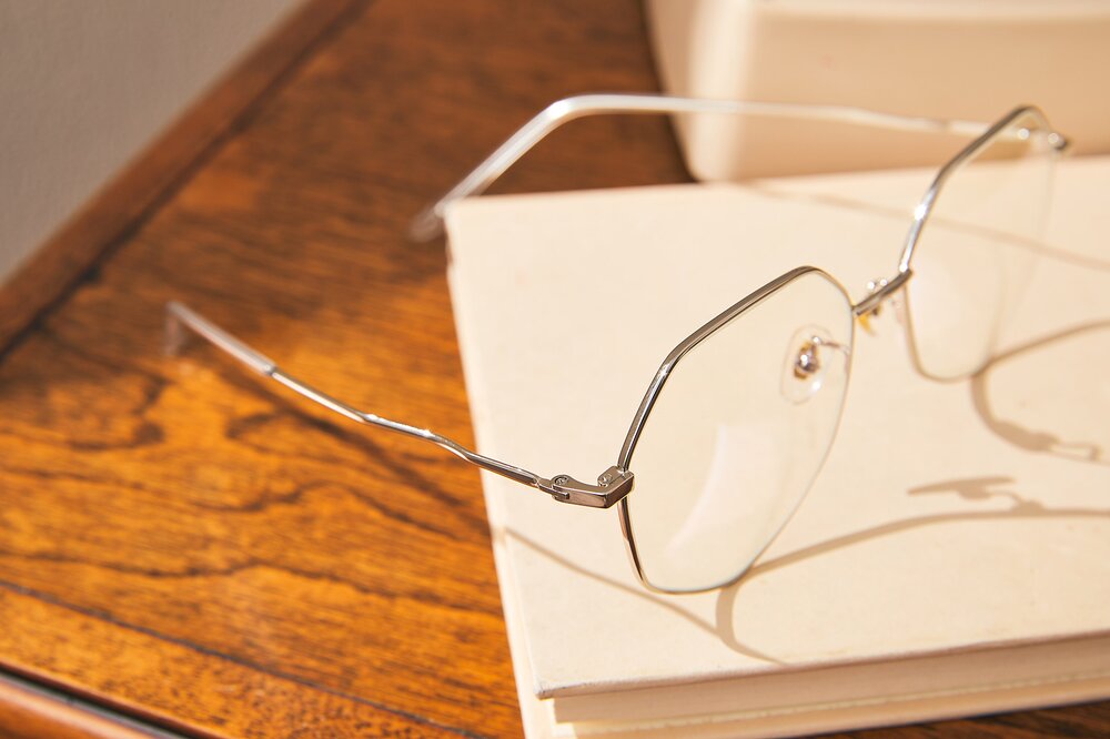 Silver Hipster Aviator Geometric Blue Light Glasses - Sunshine